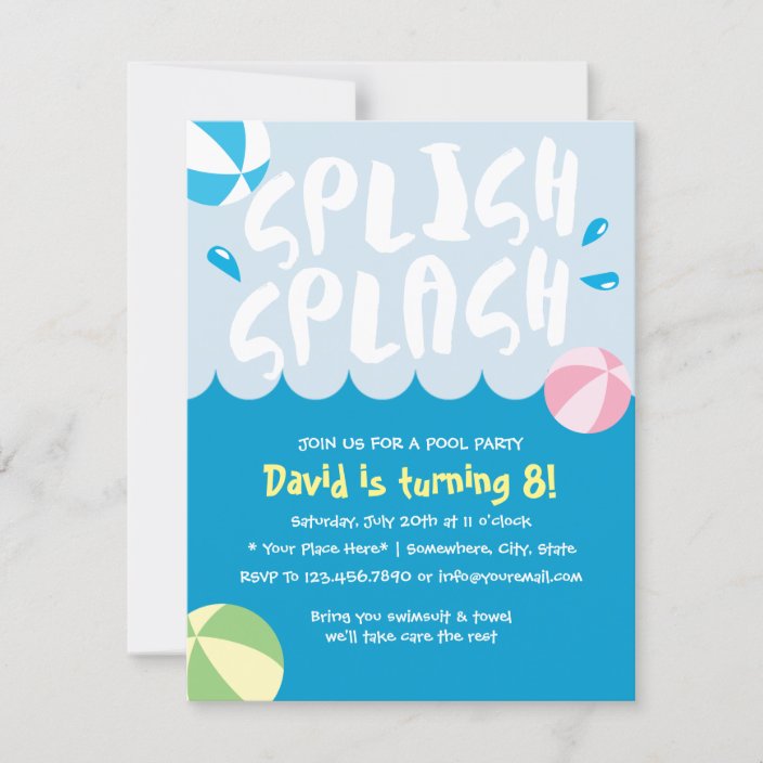 Splish Splash Pool Party Birthday Invitation | Zazzle.com
