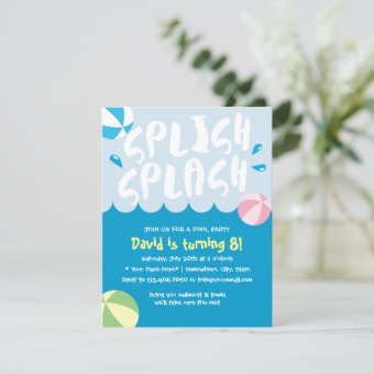 Splish Splash Pool Party Birthday Invitation | Zazzle
