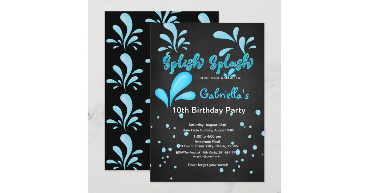 Splish Splash Pool Party Birthday Invitation | Zazzle