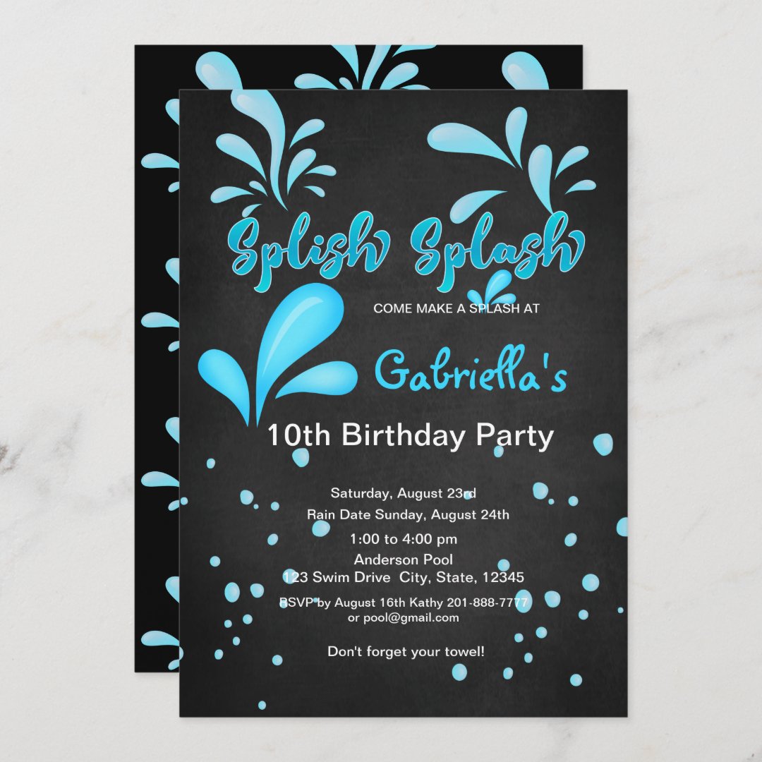 Splish Splash Pool Party Birthday Invitation | Zazzle