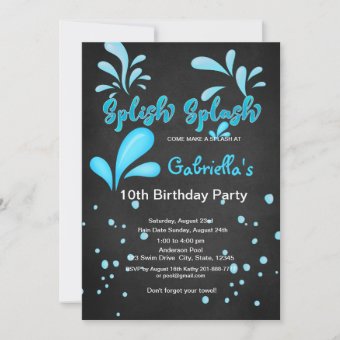 Splish Splash Pool Party Birthday Invitation | Zazzle