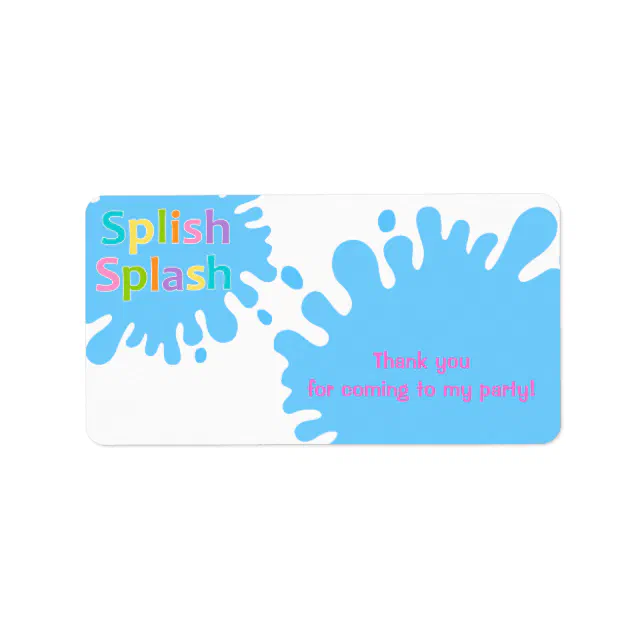 Splish Splash Pool Party Girl Favor Tag Label | Zazzle