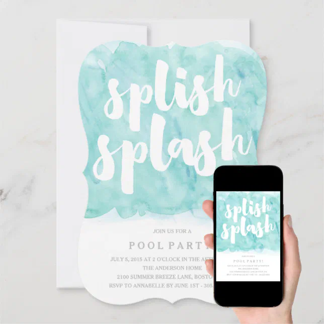 Splish Splash | Pool Party Invitation | Zazzle