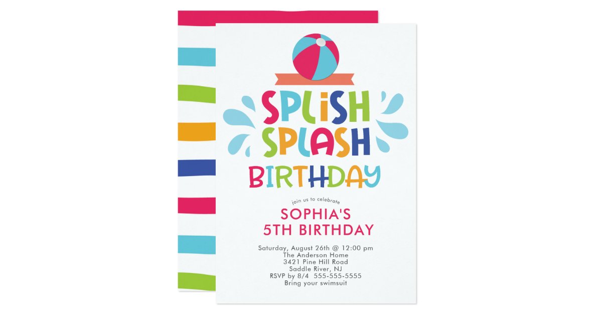 Splish Splash Summer Pool Birthday Invitation | Zazzle.com