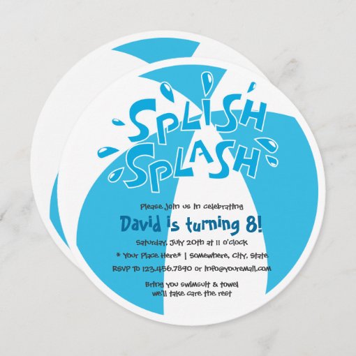 Splish Splash Summer Pool Party Boys Birthday Invitation | Zazzle