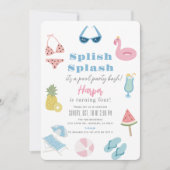 Splish Splash Summer Pool Party Girl Birthday Invitation | Zazzle