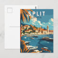 Split Croatia Travel Art Vintage Postcard | Zazzle
