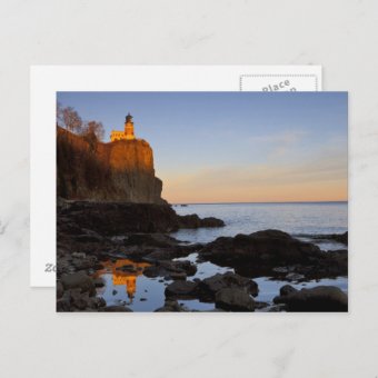 Split Rock Lighthouse at sunset near Two Postcard | Zazzle