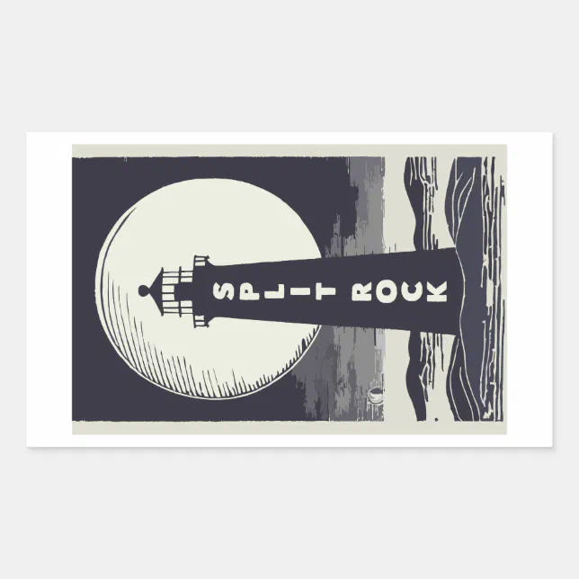 Split Rock Lighthouse Minnesota Moon Rectangular Sticker | Zazzle