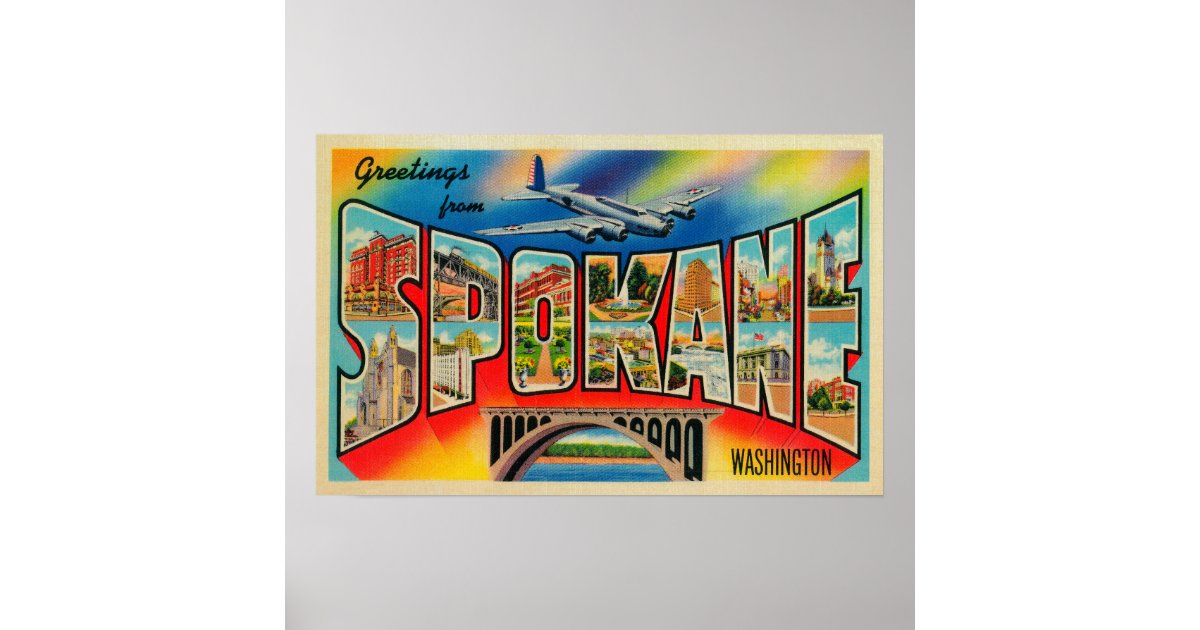 Spokane, Washington - Large Letter Scenes Poster | Zazzle