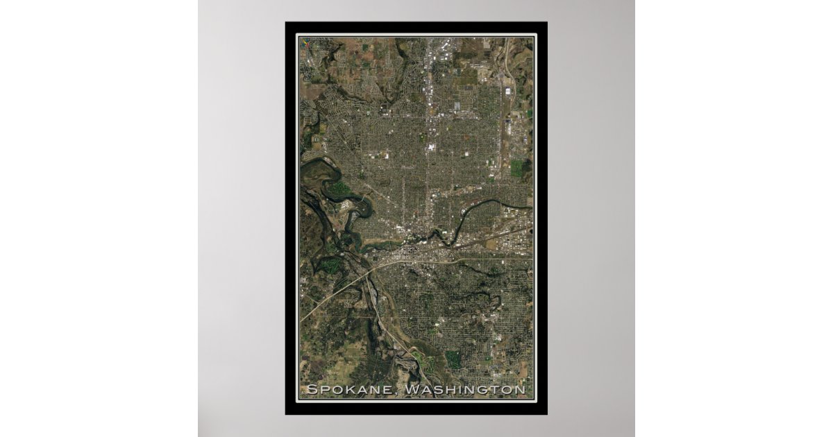 Spokane Washington Satellite Poster Map | Zazzle
