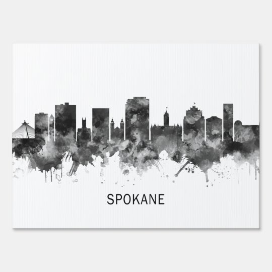 Spokane Washington Skyline BW Sign | Zazzle.com