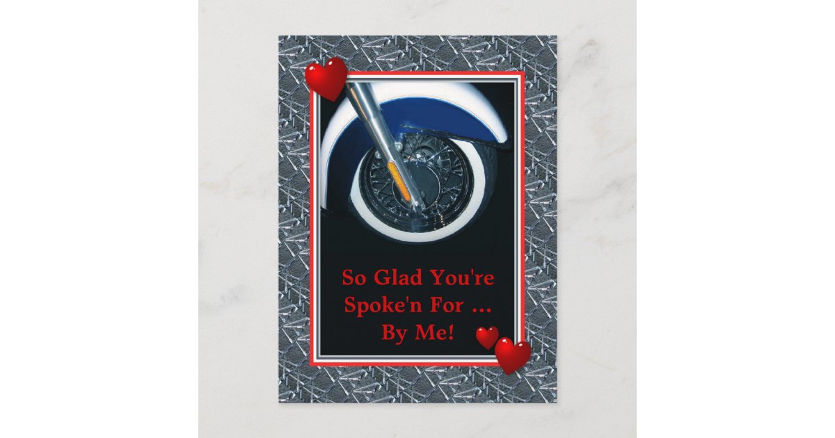 Spoke'n For Motorcycle Valentine Card | Zazzle