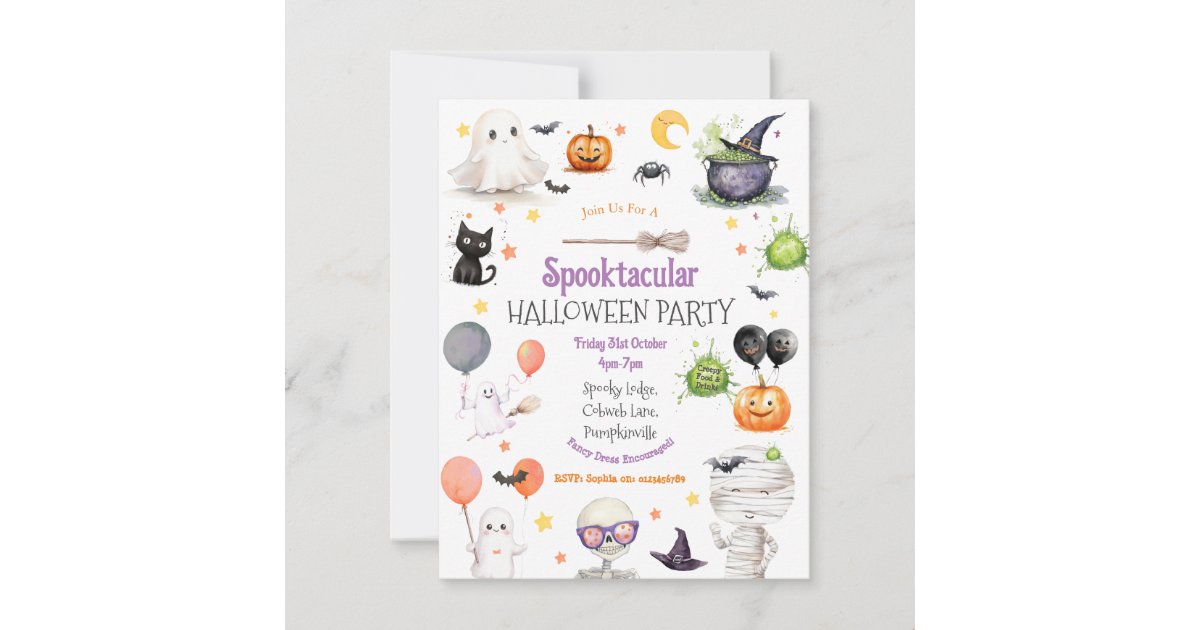 Spook-tastic Kids Halloween Party Invitation | Zazzle