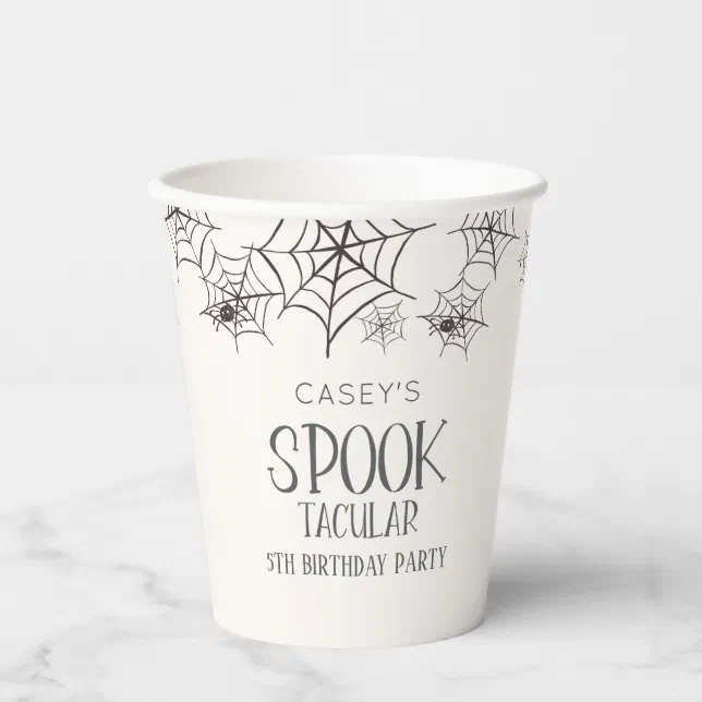 Spooktacular Halloween Birthday Party Spider Webs Paper Cups | Zazzle