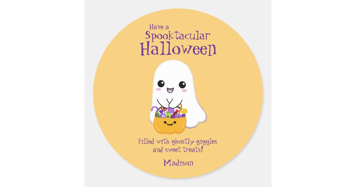 Spooktacular Halloween Cute Ghost Classic Round Sticker | Zazzle