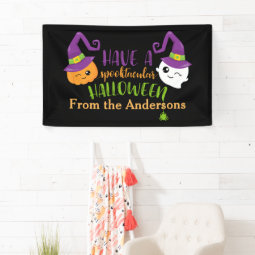 Spooktacular Halloween Party Decor Personalized Banner | Zazzle