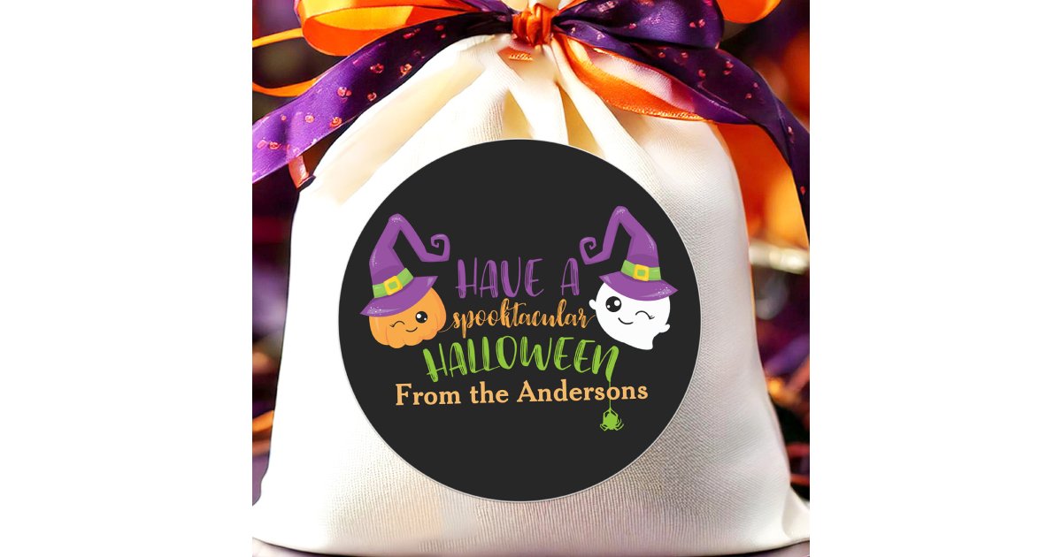 Spooktacular Halloween Party Personalized Favor Classic Round Sticker ...