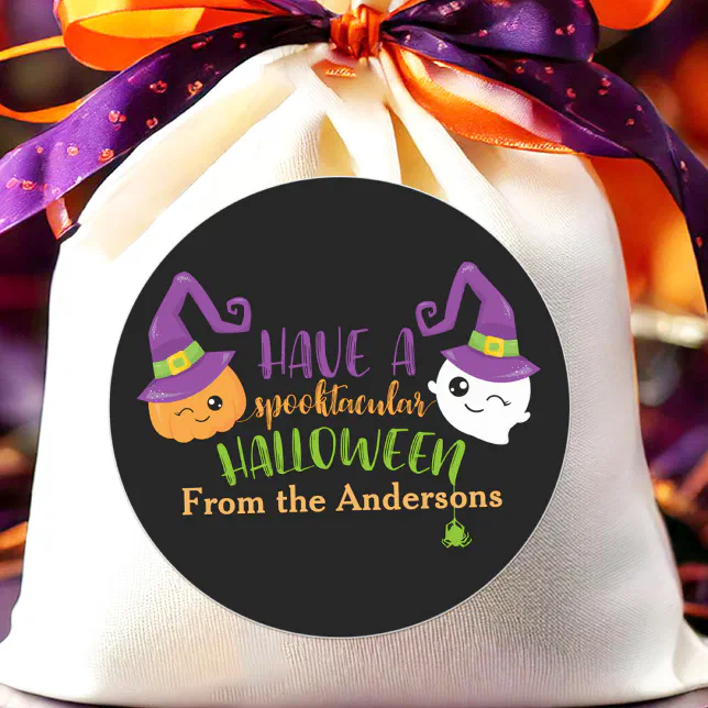 Spooktacular Halloween Party Personalized Favor Classic Round Sticker ...
