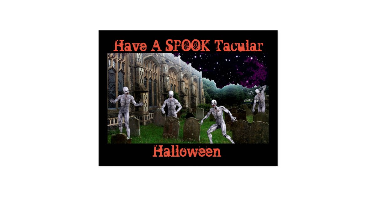 Spooktacular Halloween With Zombies Postcard