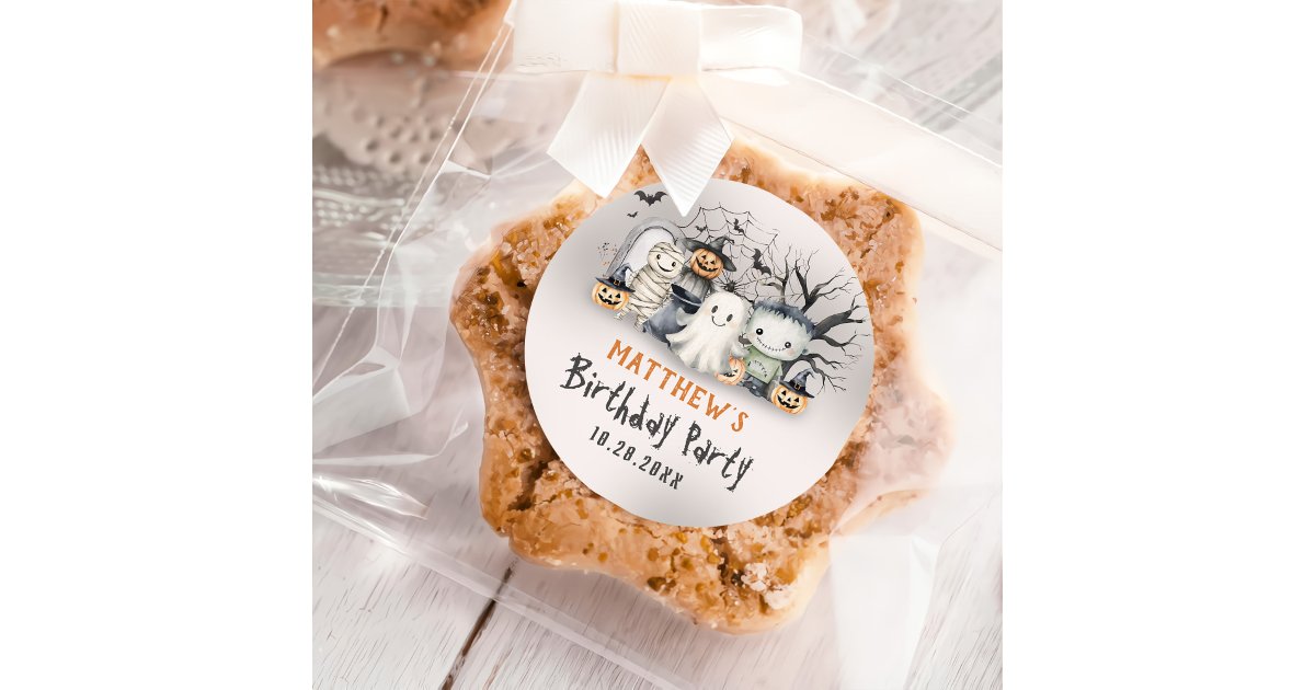 Spooktacular Kids Halloween Birthday Classic Round Sticker | Zazzle
