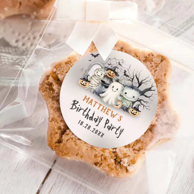 Spooktacular Kids Halloween Birthday Classic Round Sticker | Zazzle