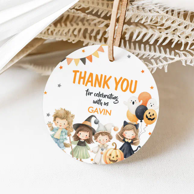 Spooktacular Monsters Halloween Costume Birthday Favor Tags | Zazzle