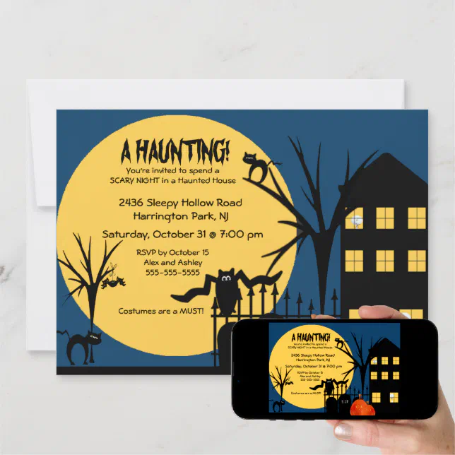 Spooky A Haunting Halloween Party Invitation | Zazzle