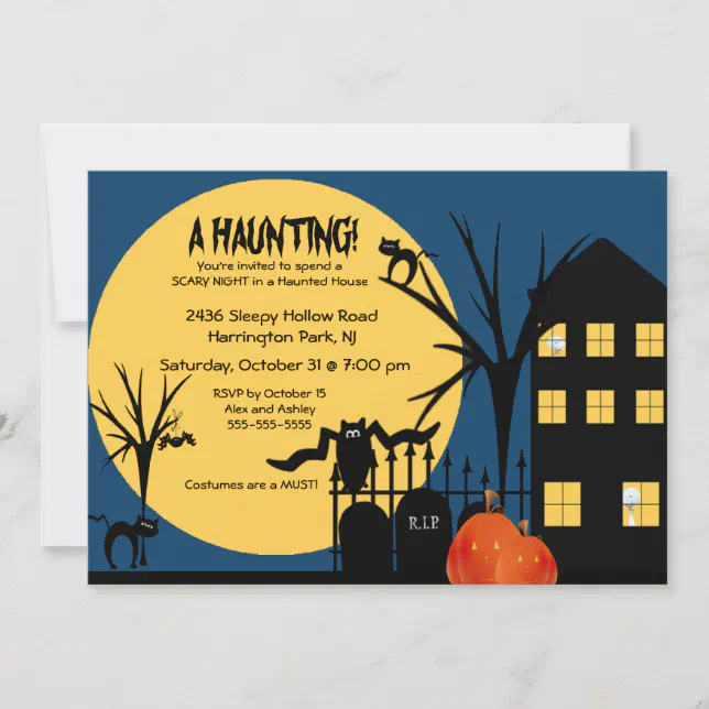 Spooky A Haunting Halloween Party Invitation | Zazzle