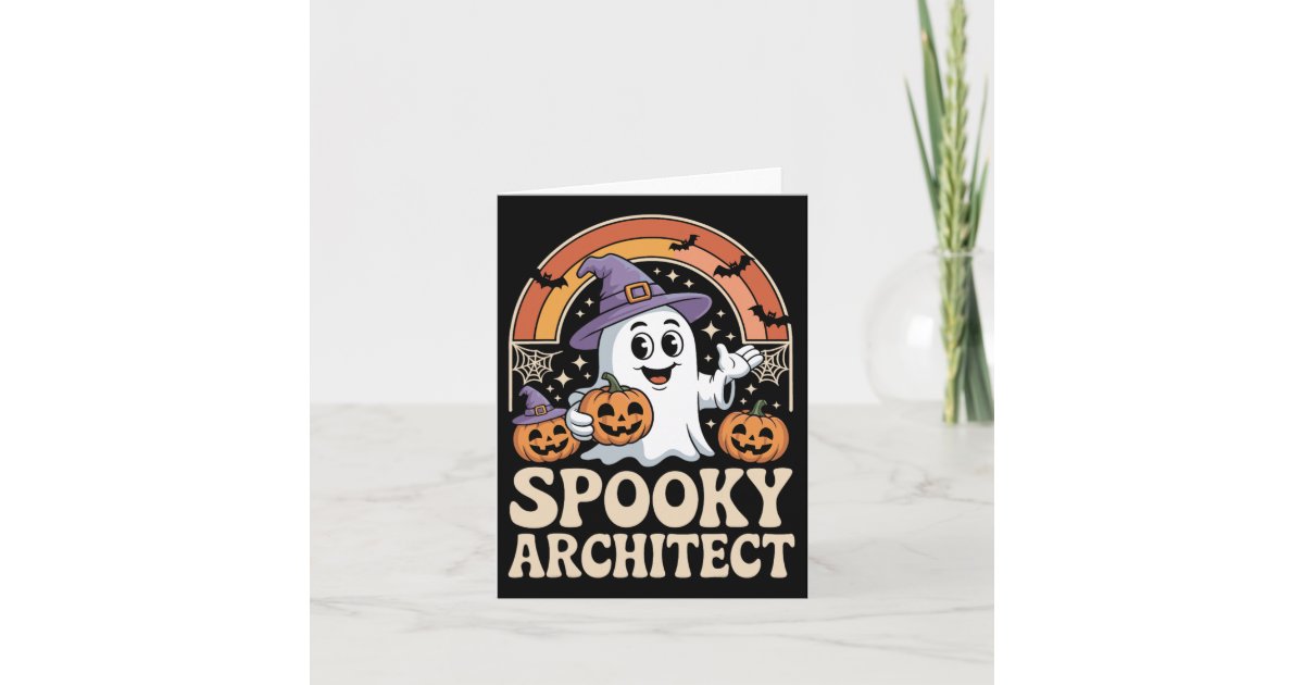 Spooky Architect Ghost Pumpkin Architecture Hallow Card | Zazzle