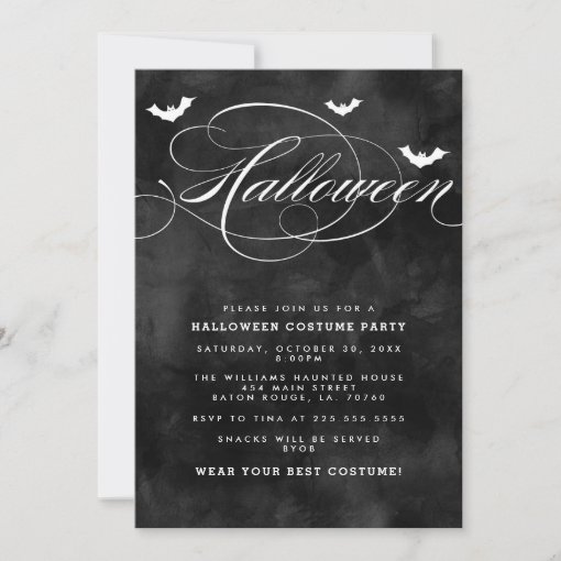 Spooky Bat Halloween Party Invitations | Zazzle