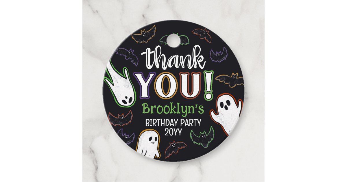 Spooky Bats & Ghosts Halloween Party Thank You Favor Tags | Zazzle