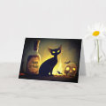 Spooky Black Cat and Skull Halloween Birthday Card | Zazzle