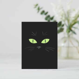 Spooky Black Cat Face Happy Halloween Postcard | Zazzle