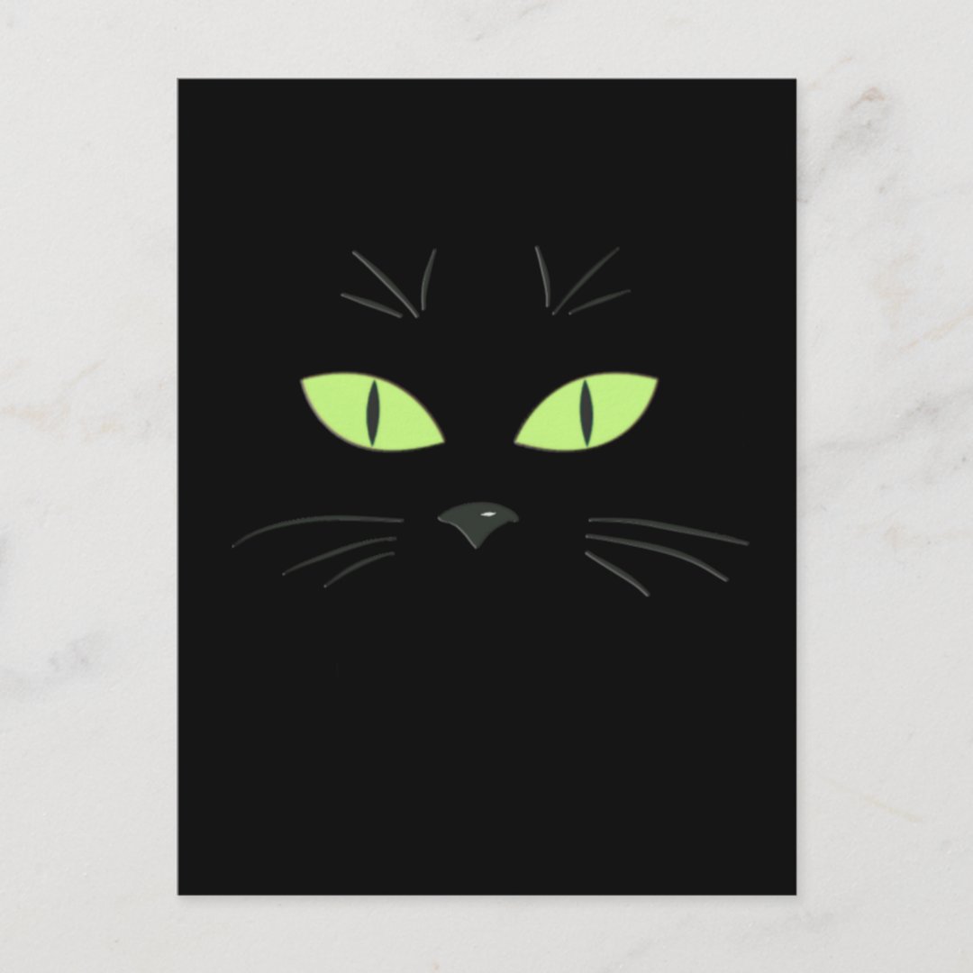 Spooky Black Cat Face Happy Halloween Postcard | Zazzle