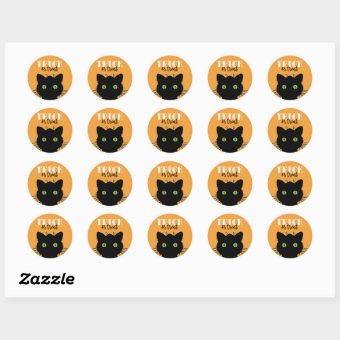 Spooky Black Cat Halloween Stickers | Zazzle