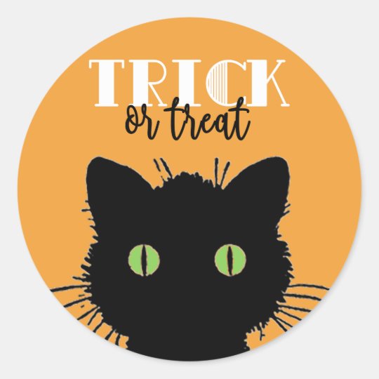 Spooky Black Cat Halloween Stickers | Zazzle.com