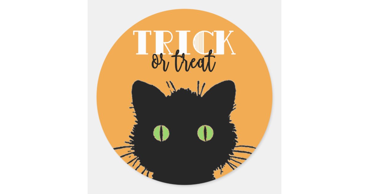 Spooky Black Cat Halloween Stickers | Zazzle