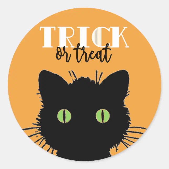 Spooky Black Cat Halloween Stickers | Zazzle