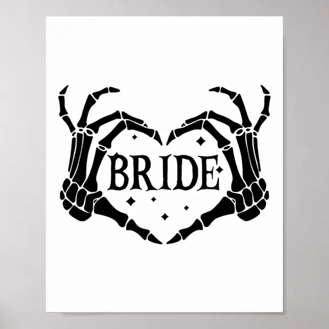 Spooky Bride Skeleton Hands Engagement Wedding Hal Poster | Zazzle