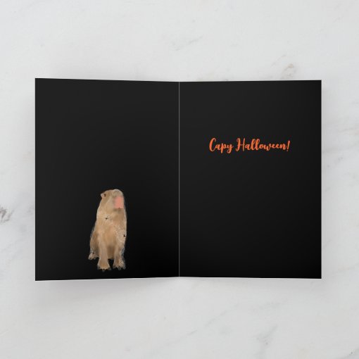 Spooky Capybara Pun Illustration Halloween Card | Zazzle