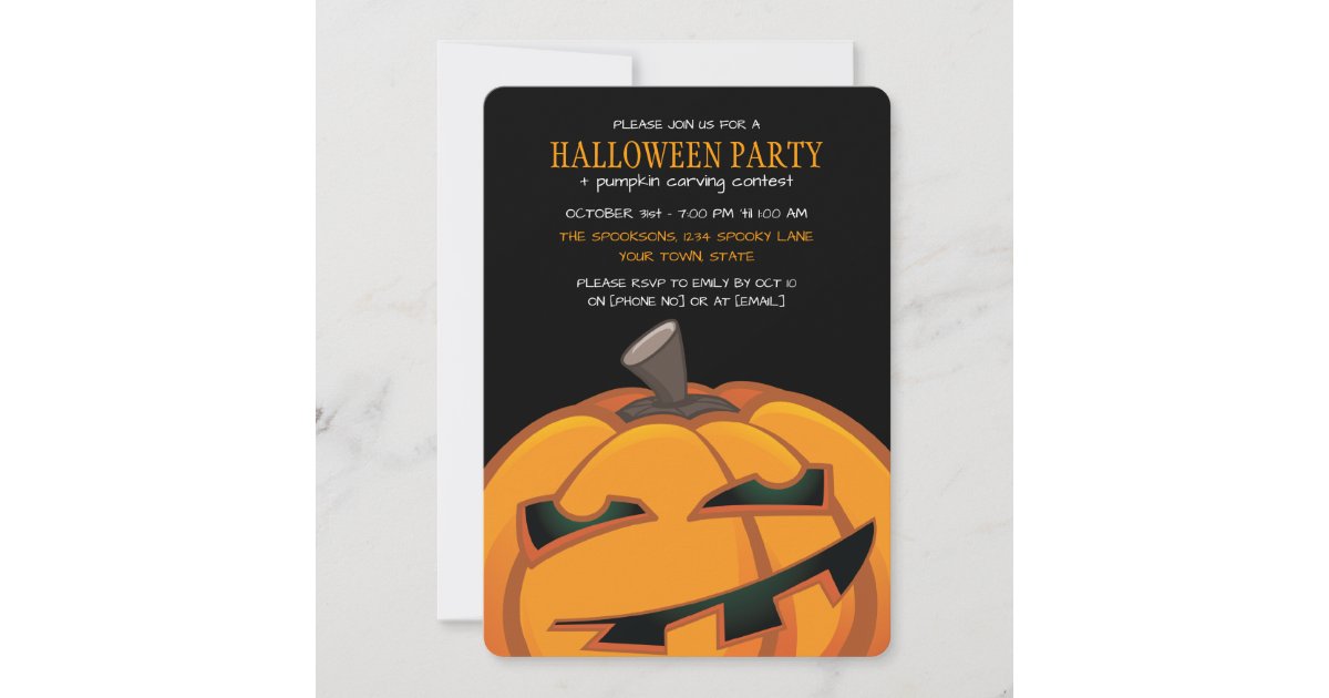 Spooky Carved Pumpkin Halloween Party Invitations | Zazzle
