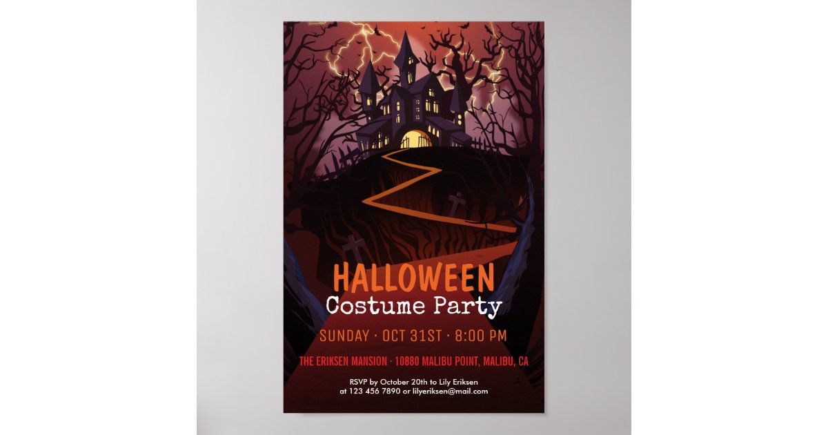 Spooky Castle Halloween Costume Party | Poster | Zazzle