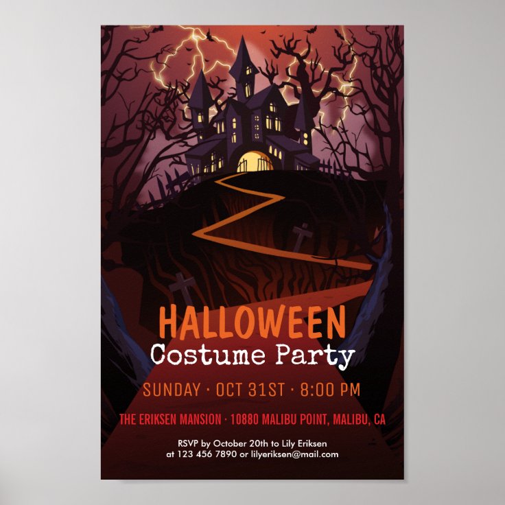 Spooky Castle Halloween Costume Party | Poster | Zazzle