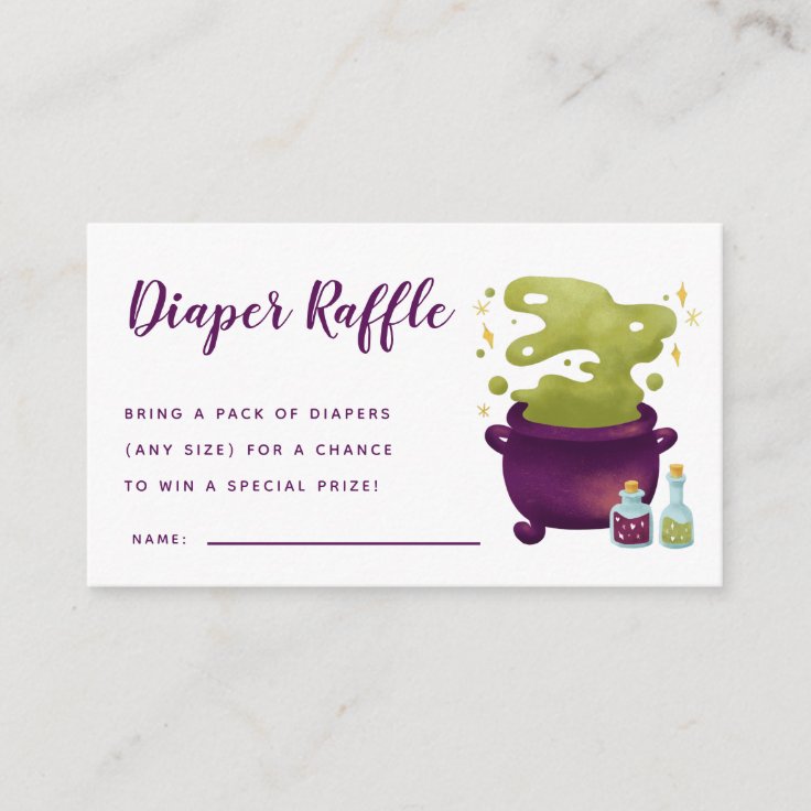 Spooky Cauldron Baby Shower Diaper Raffle Ticket Enclosure Card | Zazzle