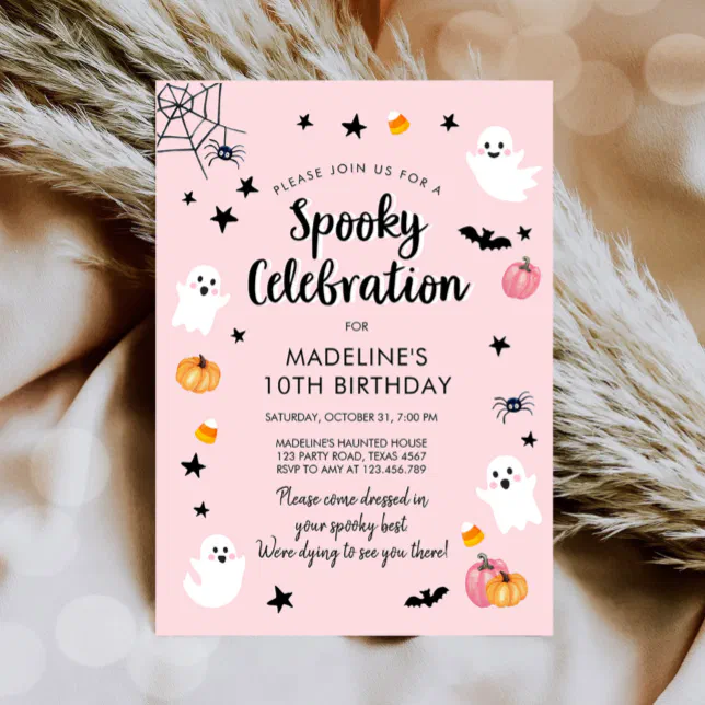 Spooky Celebration Ghost Halloween Birthday Party Invitation | Zazzle