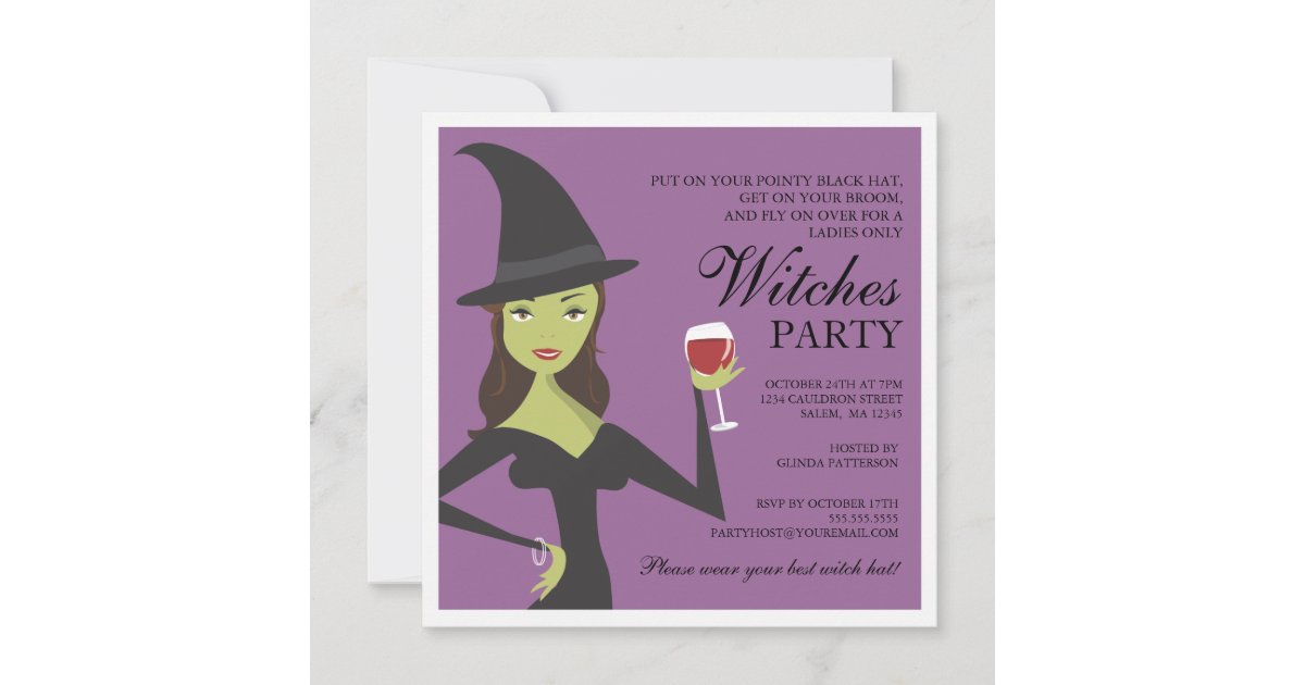 Spooky Chic Witch Party Halloween Invitation | Zazzle