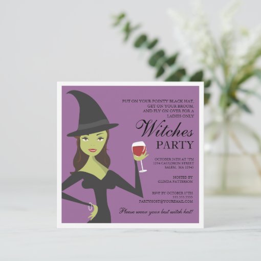 Spooky Chic Witch Party Halloween Invitation | Zazzle