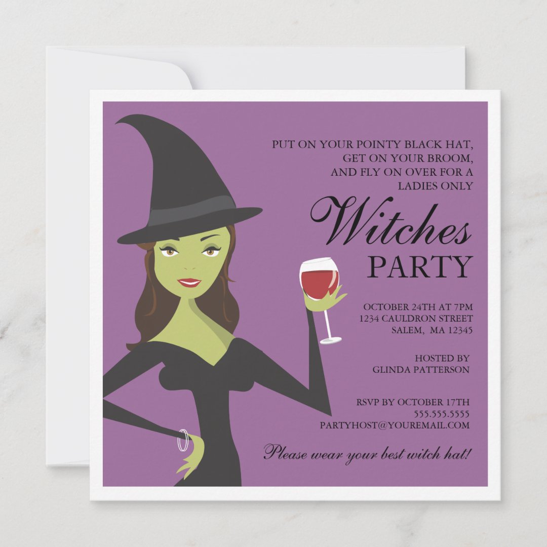Spooky Chic Witch Party Halloween Invitation | Zazzle