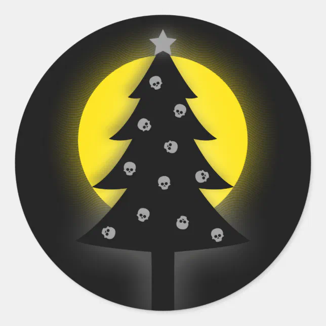 Spooky Christmas Tree Classic Round Sticker | Zazzle